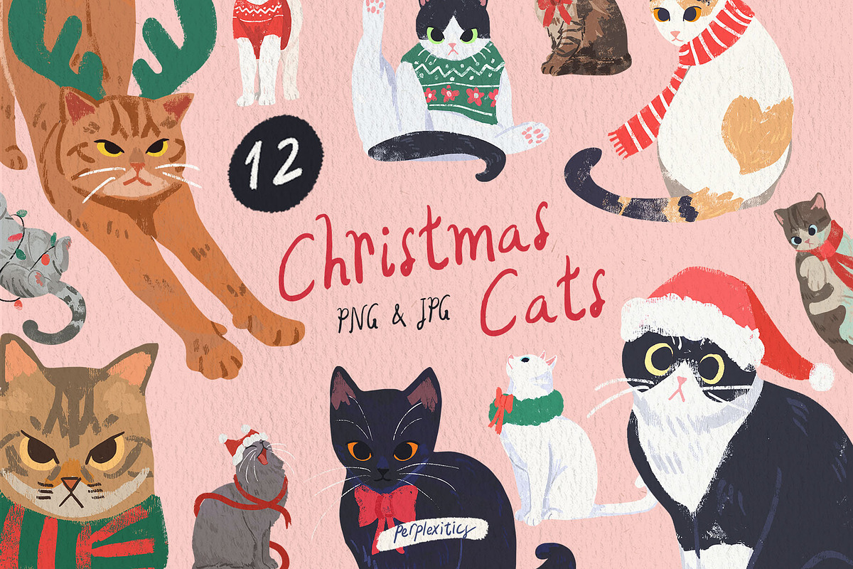 Christmas Cat Clipart Collection