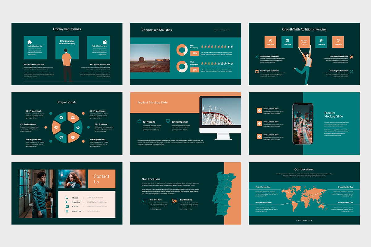 Oryva : Pitch Deck Cyan Powerpoint, a Presentation Template by Punkl Camp