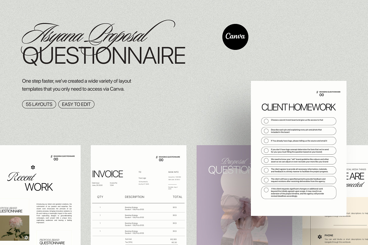 Asyana - Proposal & Questionnaire, a Templates & Theme by Creavora ...