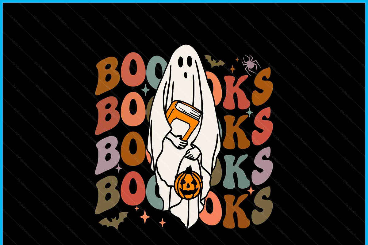 Booooks Ghost Halloween Groovy SVG