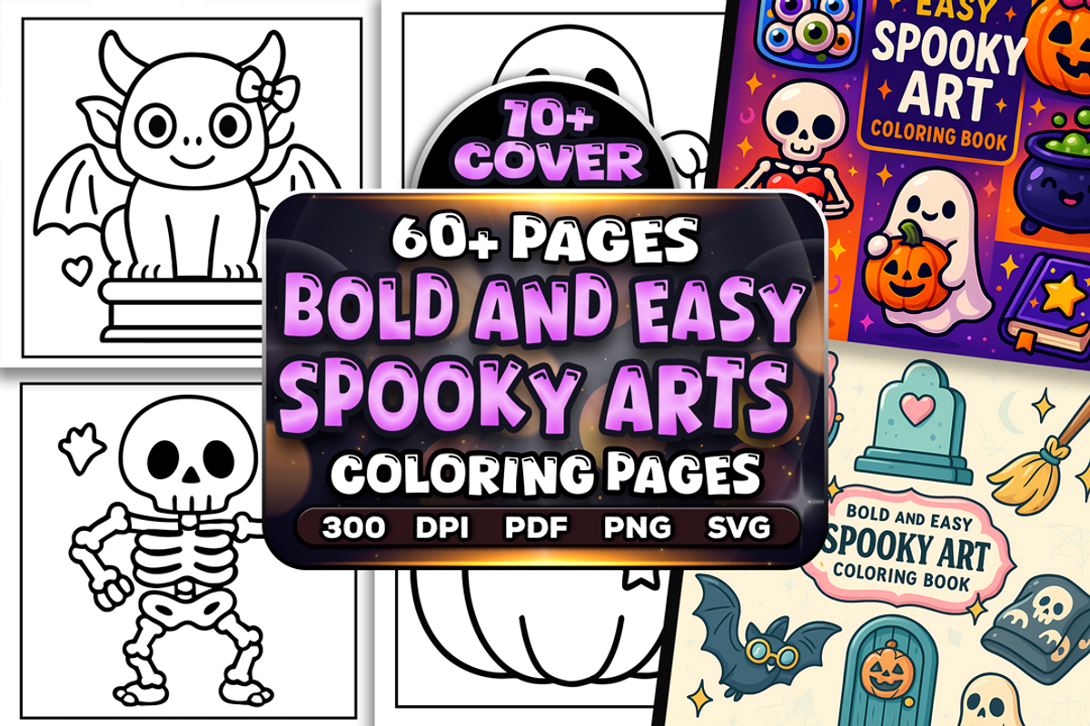 Bold and Easy Spooky Art Coloring Page