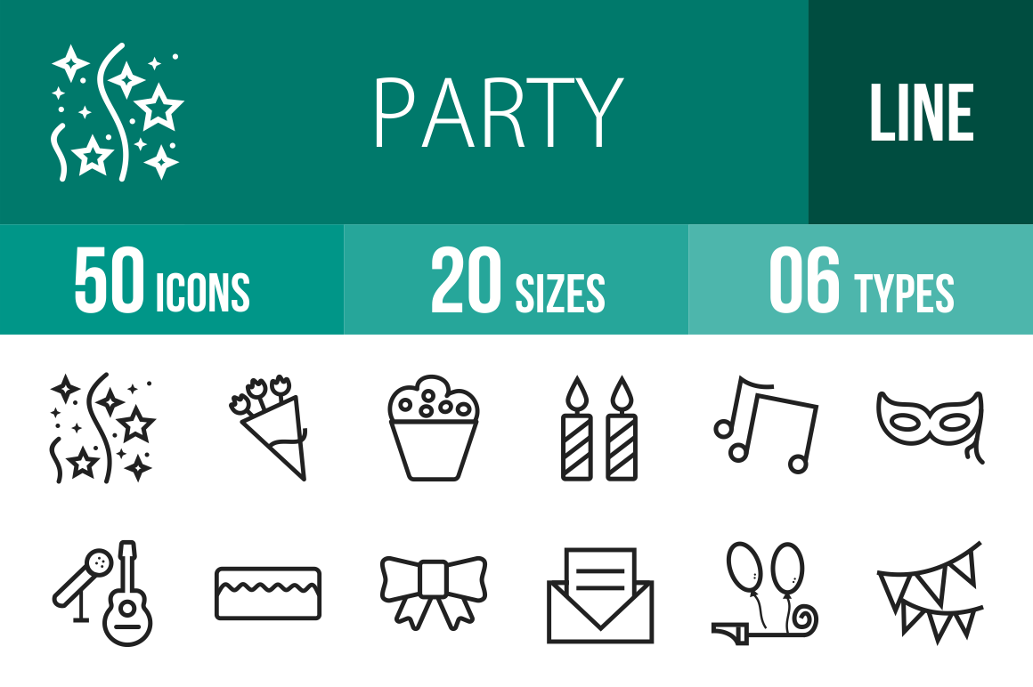 50 Party Line Icons | Outline Icons ~ Creative Market