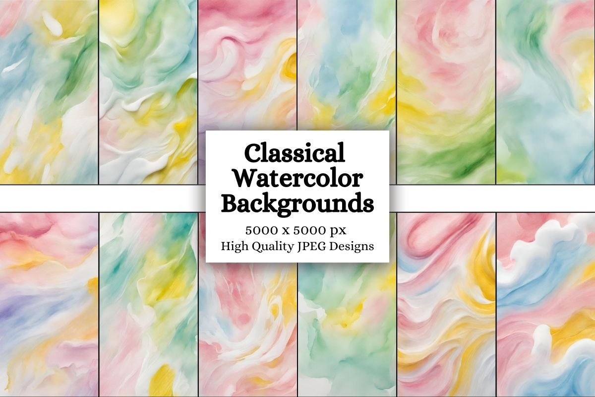 Classical Watercolor Backgrounds, a Background Graphic by Catchy Ideaz