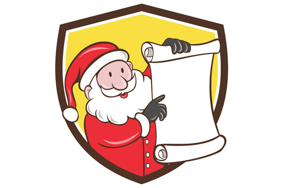 Santa Claus Paper Scroll Pointing Sh, an Illustration by patrimonio