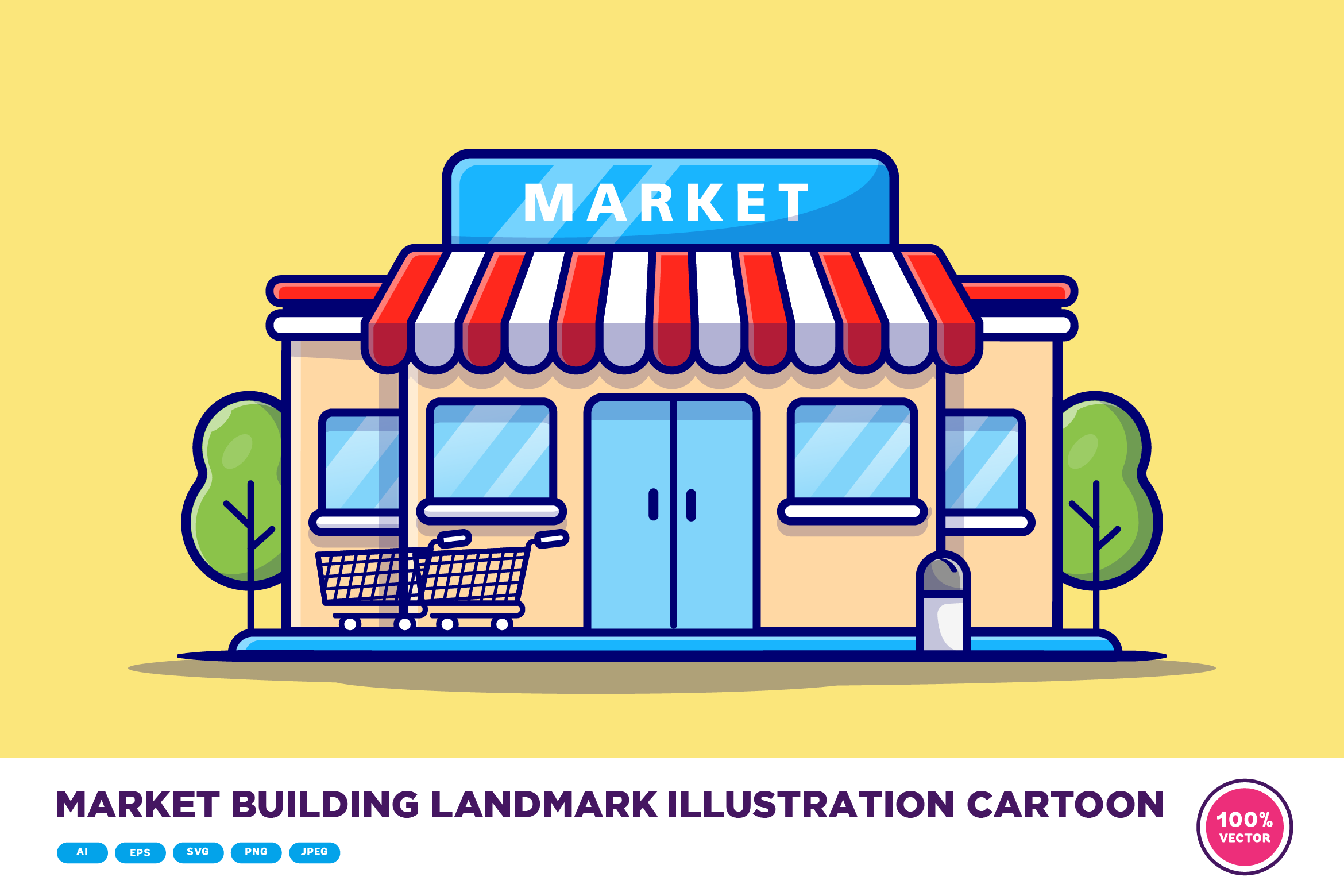 Market Building Landmark Cartoon, a Work Illustration by Catalyst Labs
