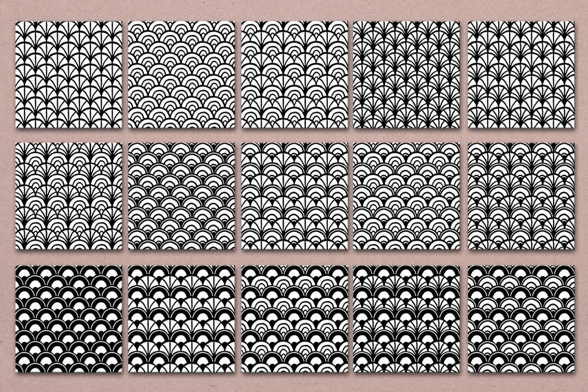 190 Handdrawn Scale Patterns, a Pattern Graphic by Monogram Fonts Co.
