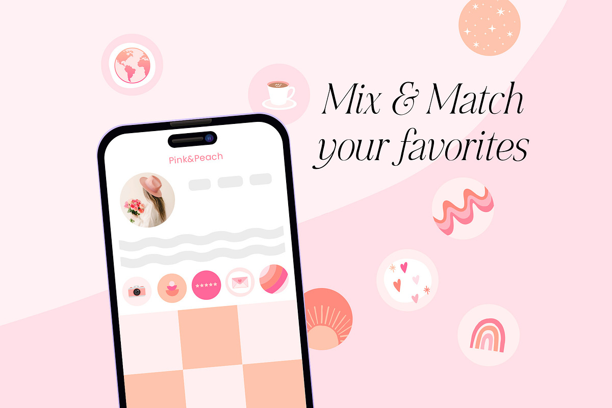 Pink Peach Retro Instagram Icons, a Social Media Template by Summit Avenue