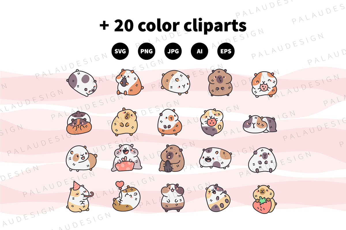 Guinea Pig Clipart Set, an Animal Illustration by Palau
