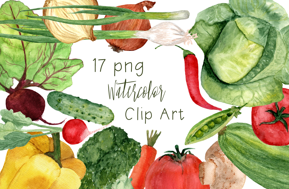 17 Watercolor Vegetables Clip Art, an Object Graphic by Tati Bordiu