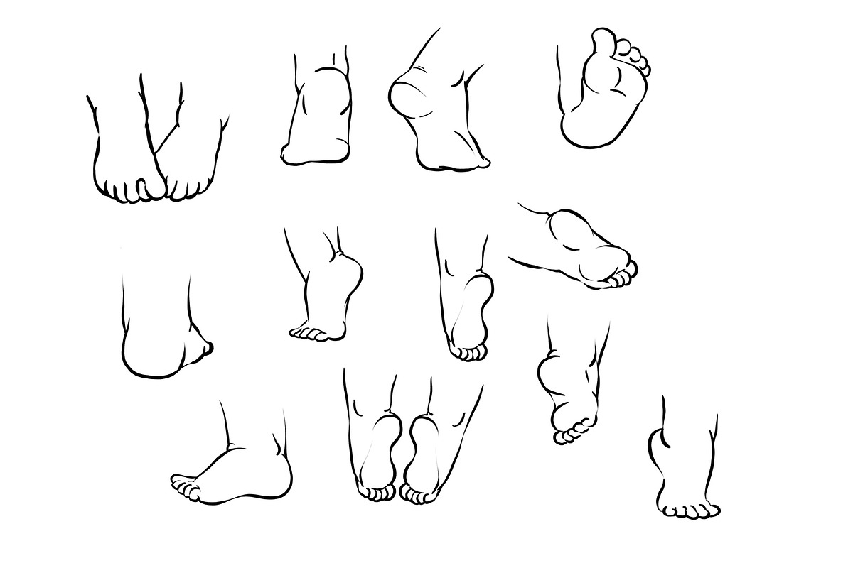 Cute Feet Brush Stamps Procreate, a Brush Add-On by HabitusDesigns