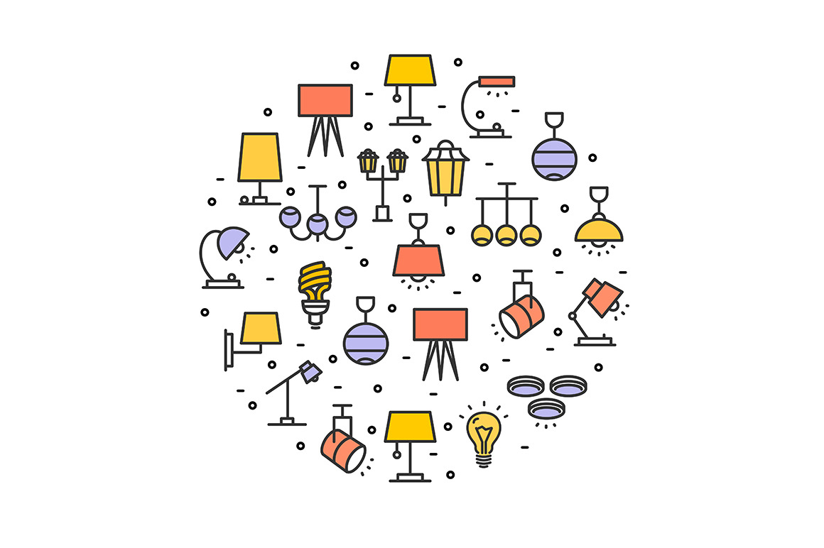 Lamp Shop Round Design Template, a Decorative Illustration by More Shop