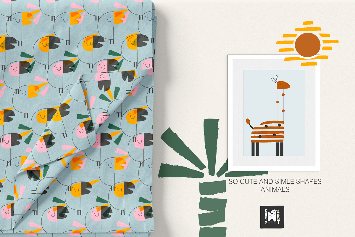 African simple shapes animals