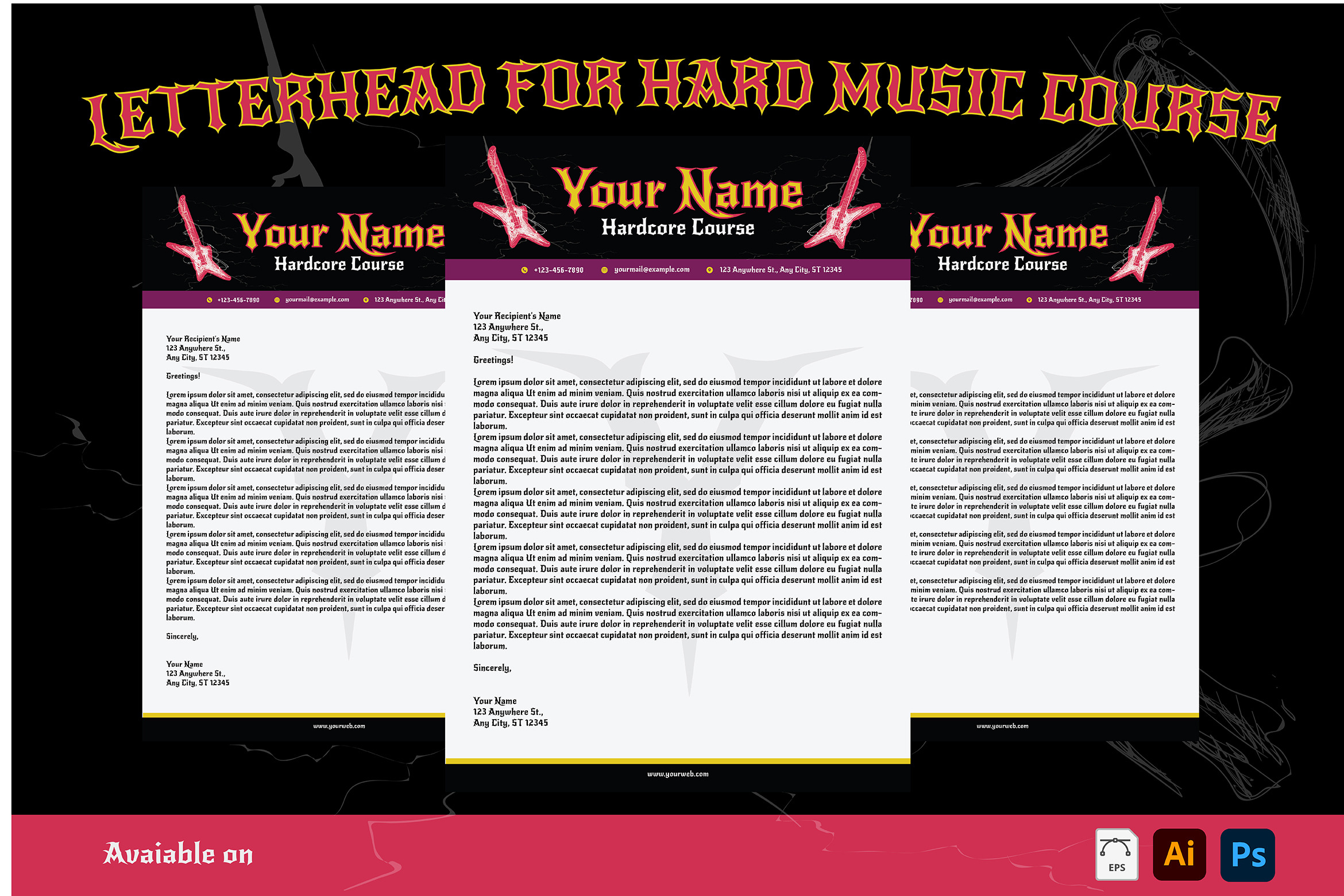 Music Letterhead, a Print Template by Esensifiksi.studio
