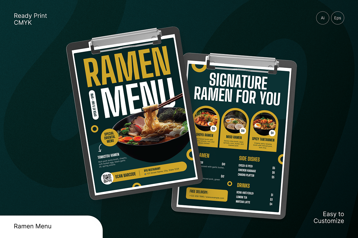 Ramen Menu, a Flyer Template by Annora Studio