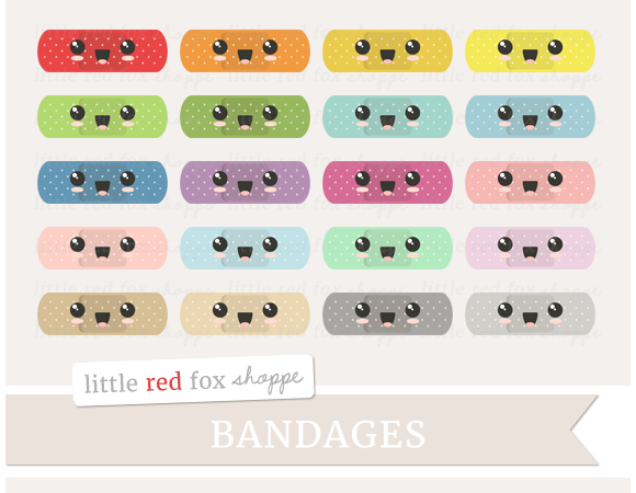Kawaii Bandage Clipart, a Healthcare Illustration by Little Red Fox Shoppe