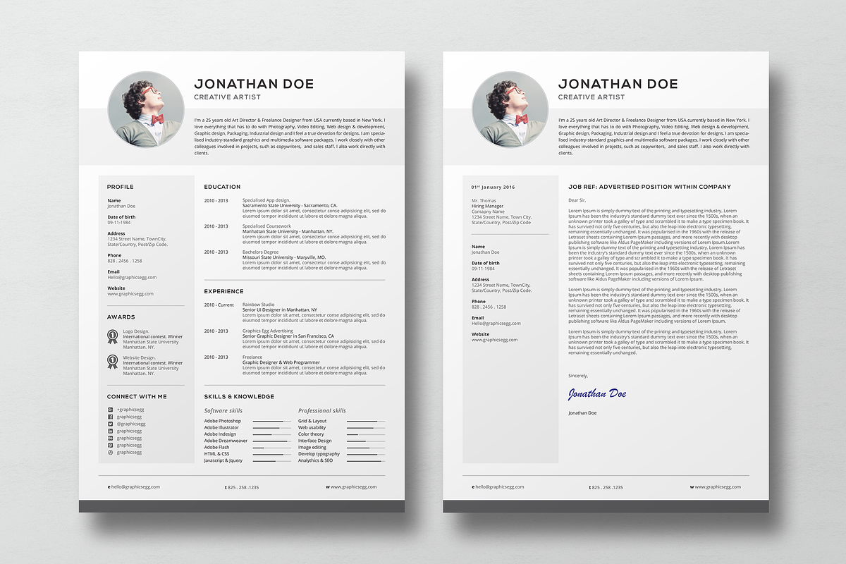 Professional resume bundle v1, a Resume Template by GraphicsEgg