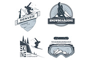 Vector snowboarding,skiing labels., an Icon by I-RO