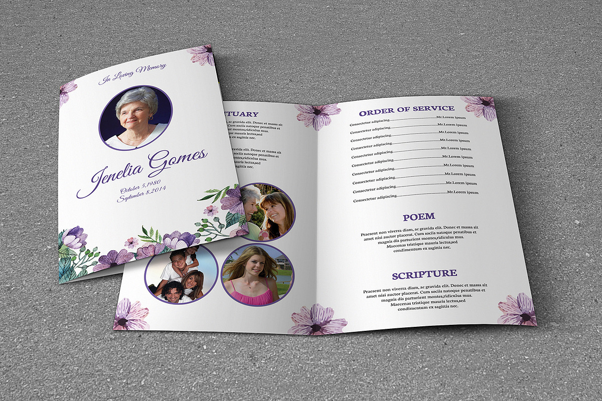 Funeral Program Template-V225, a Brochure Template by Template Shop