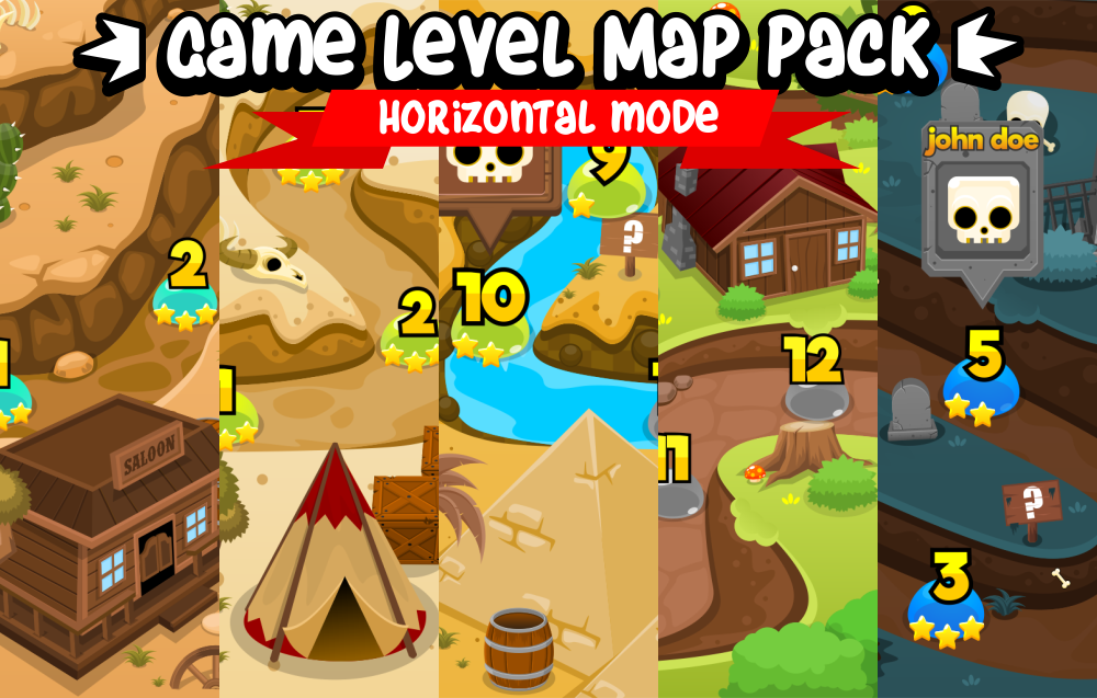 Game Level Map Pack - Horizontal Mod, an Illustration by pzUH ...