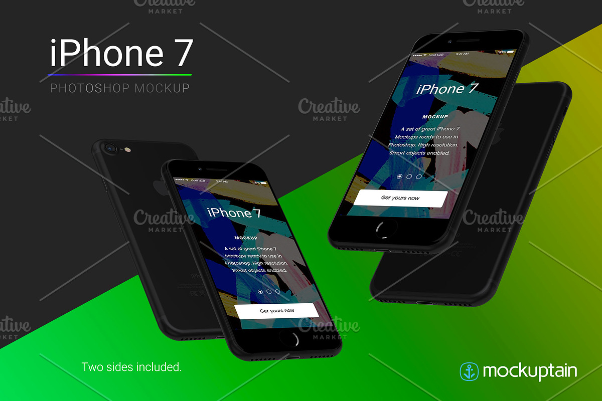 Iphone 7 Mockup Flying Black, an iPhone Mockup by mockuptain