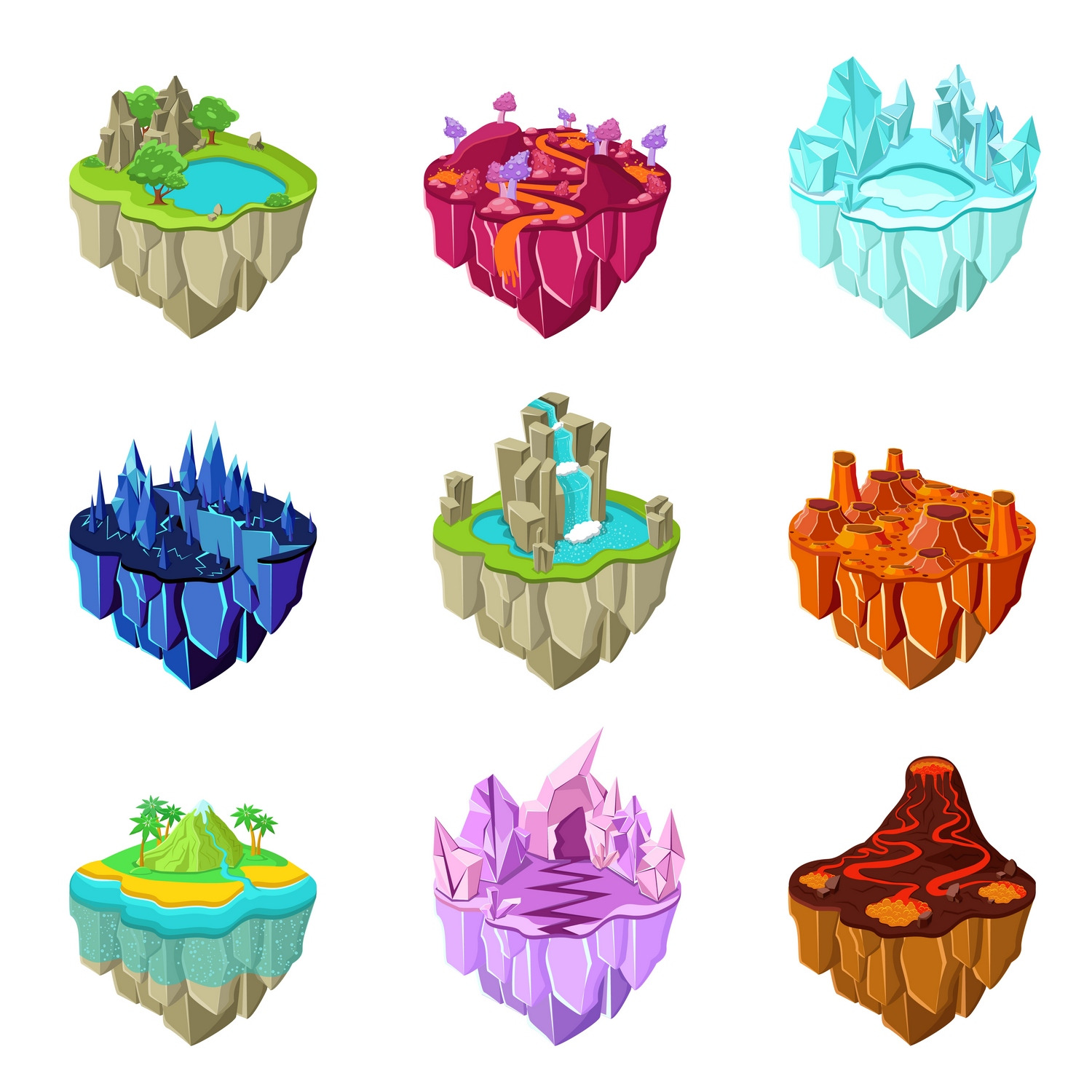 Isometric Game Islands Set, a Decorative Illustration by Alexander Belenkiy