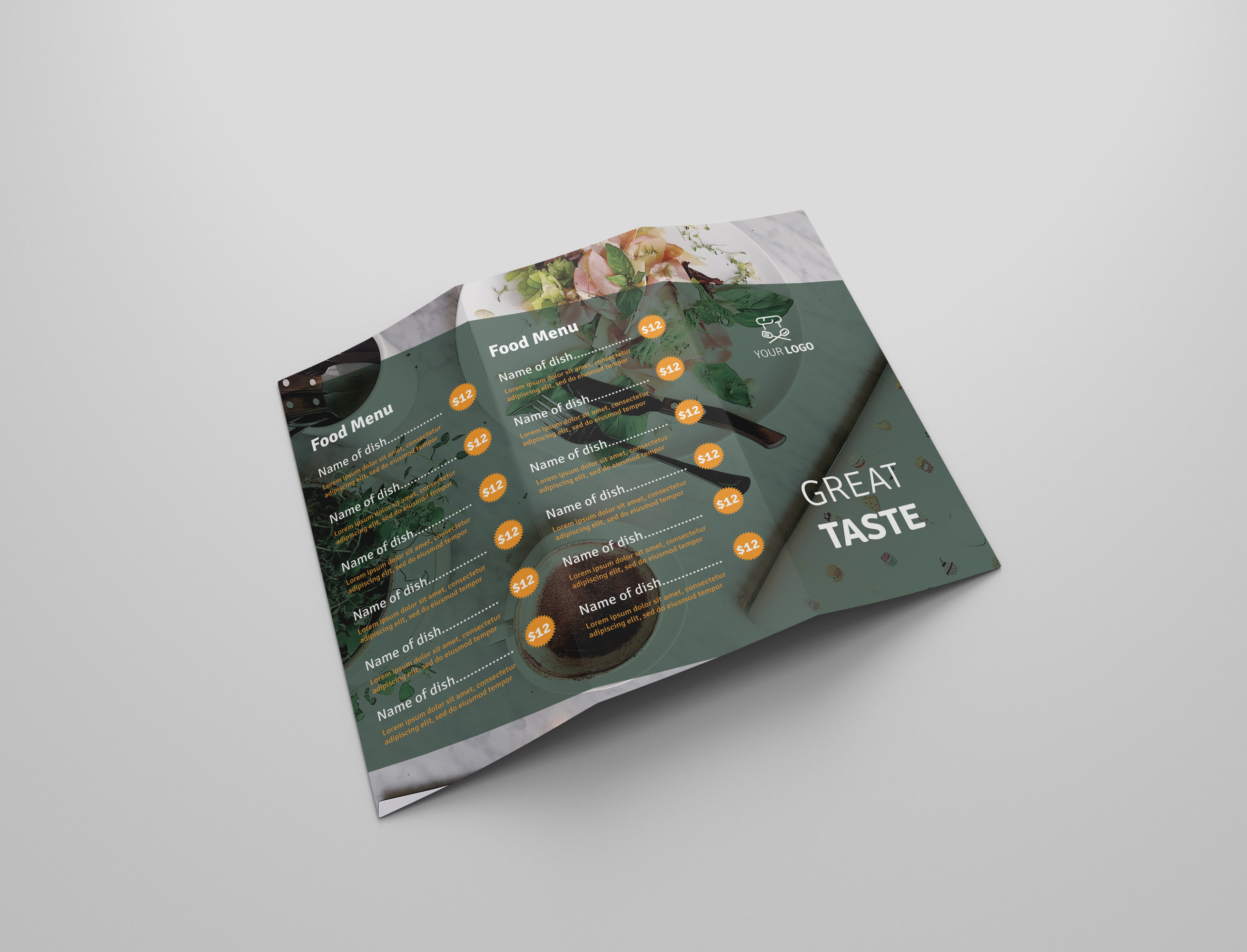 Food Menu Tri-fold Brochure, a Brochure Template by UNIK Agency ...