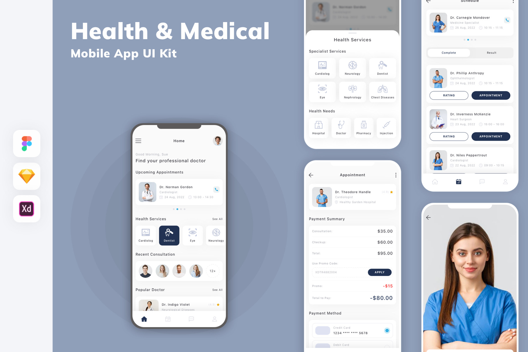 Health & Medical Mobile App UI Kit, an UI Kit Template by uicube