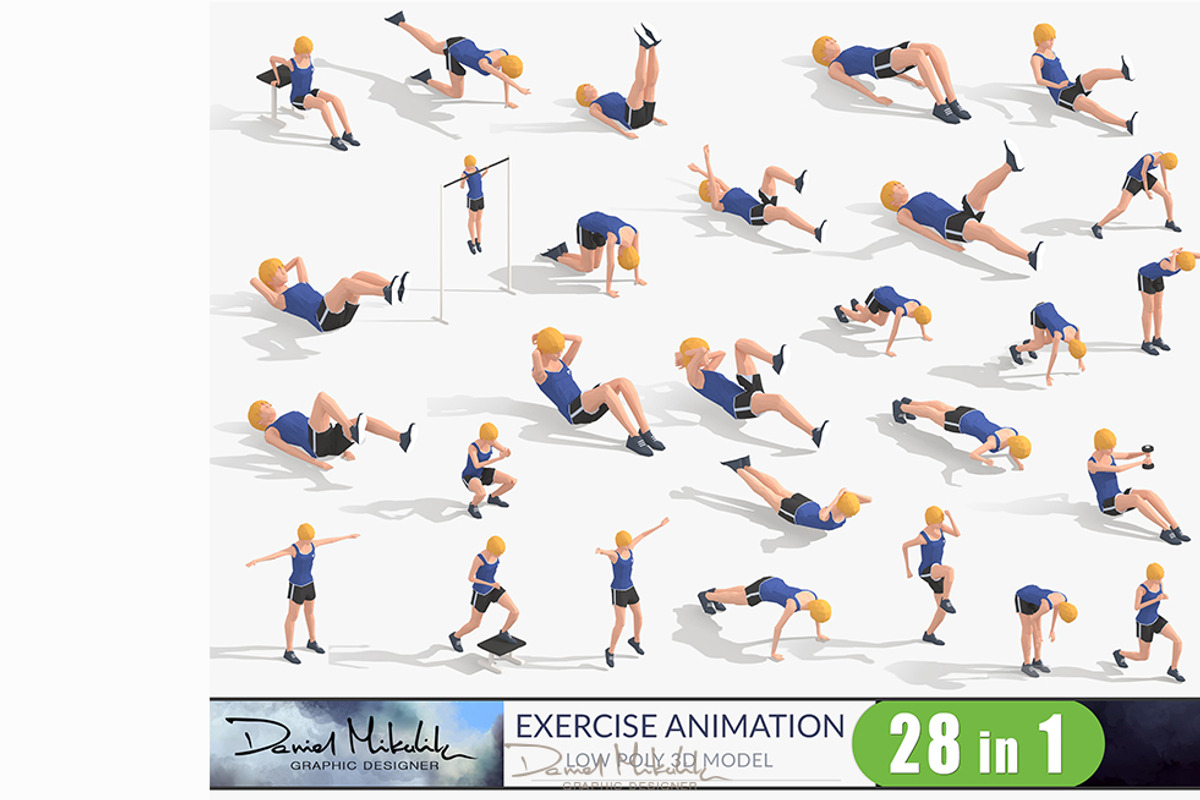 Exercise Animations Bundle Woman, a Characters & Person 3D Model by ...