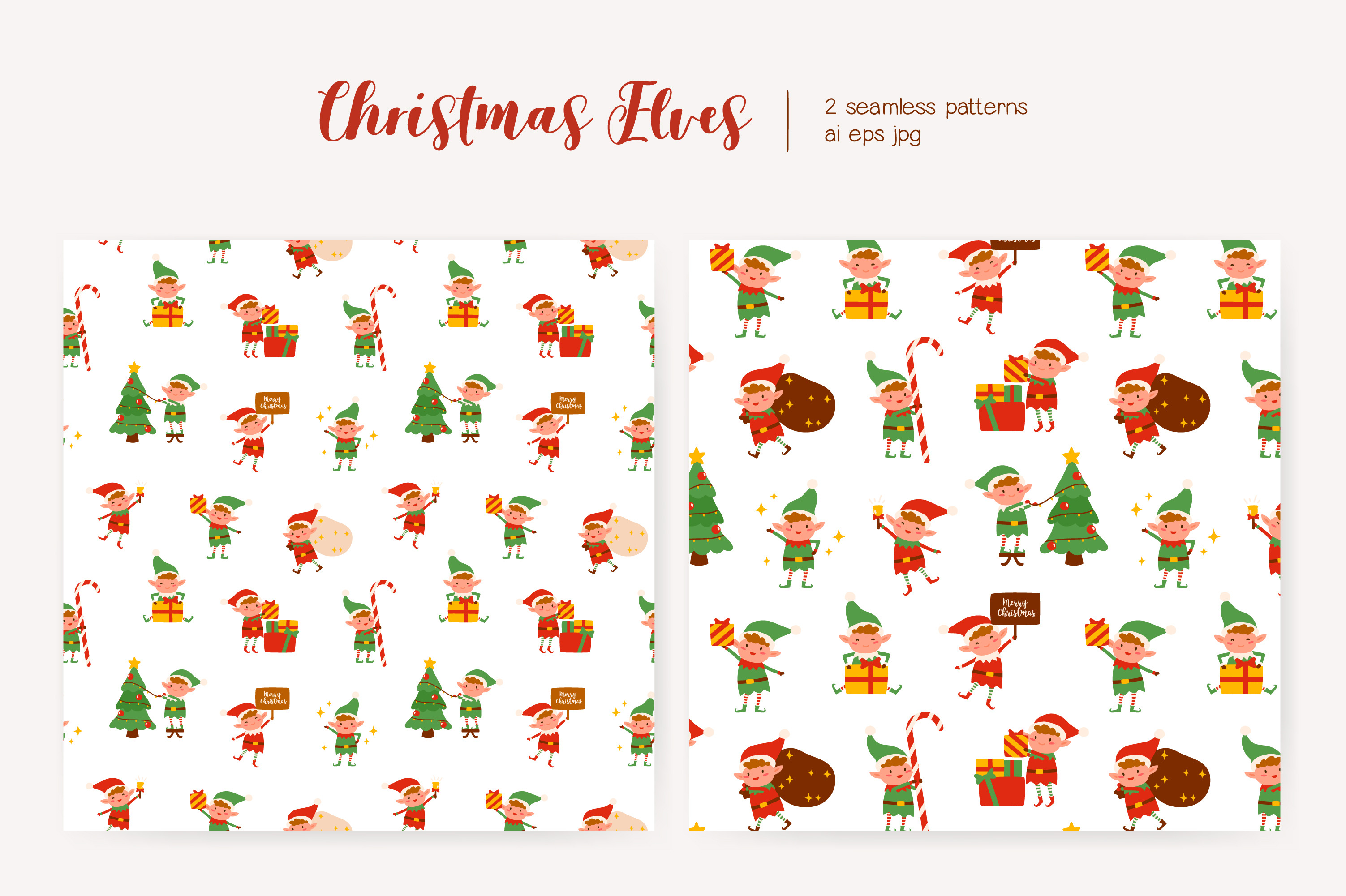 Christmas elves patterns, a Pattern Graphic by Good Studio