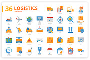 36 Logistics Icons x 3 Styles, an Outline Icon by monkik