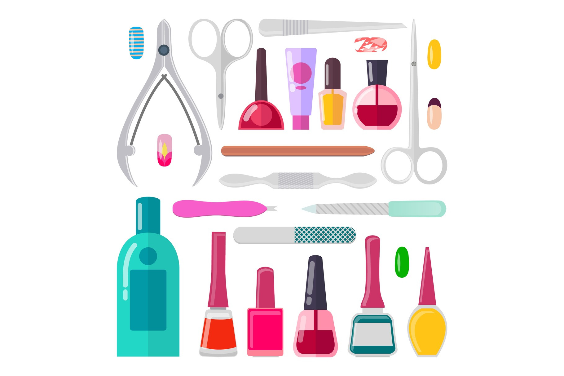 Nail Art Collection of Objects Vector Illustration, a Decorative ...