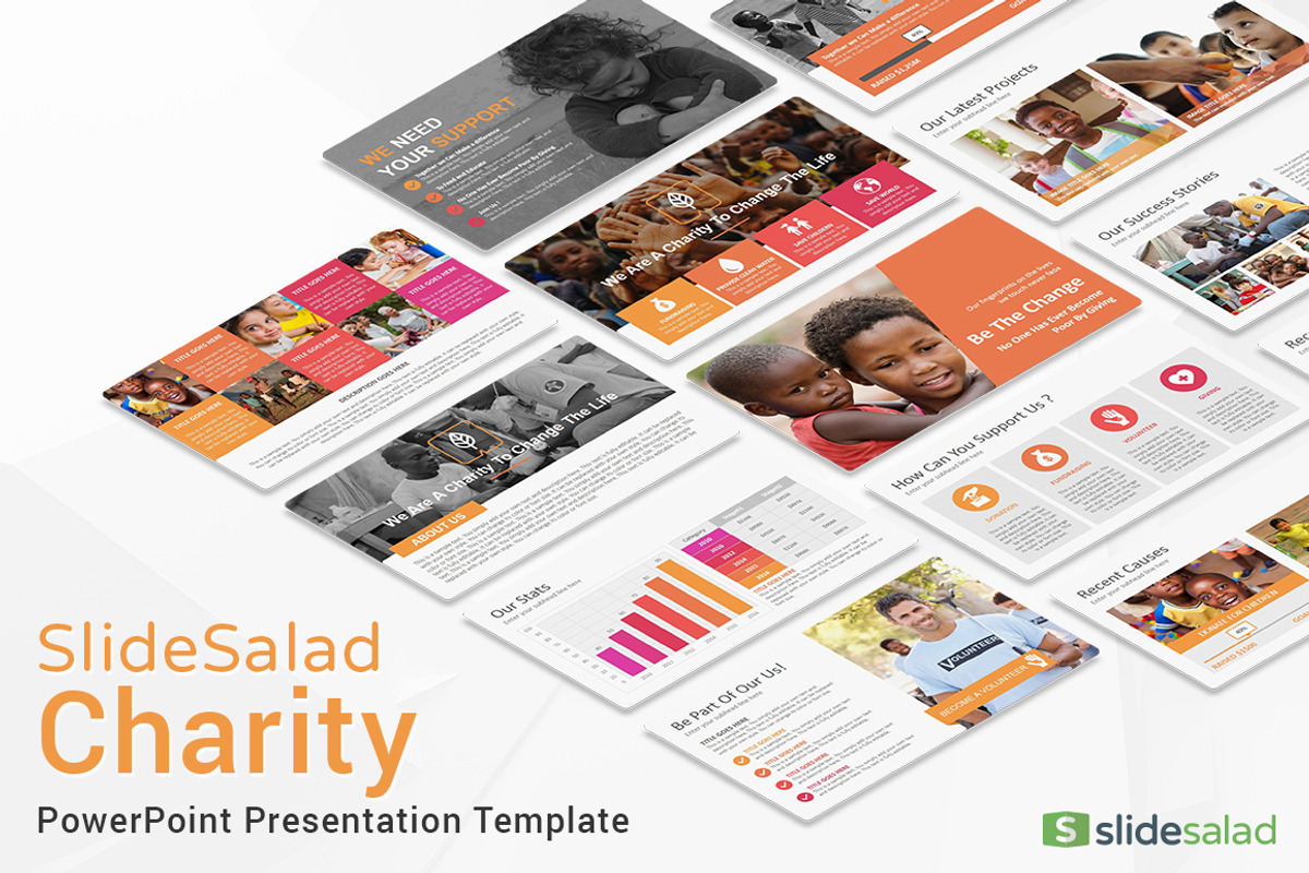 Charity PowerPoint Template, a Presentation Template by SlideSalad