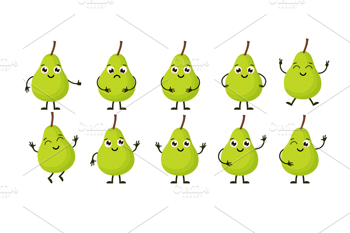 Cartoon funny fruits., a Food Illustration by ModVector