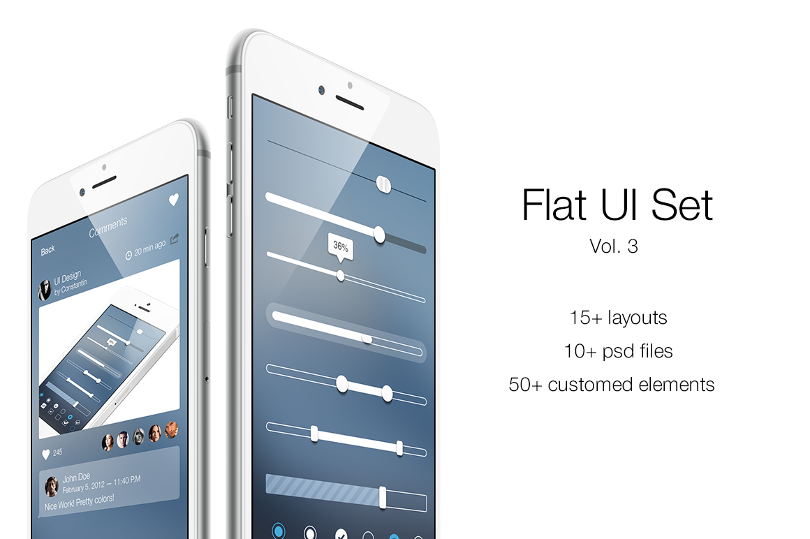 iOS Flat UI Set Vol. 3, an iPhone Mockup by Yuriy Kondratkov
