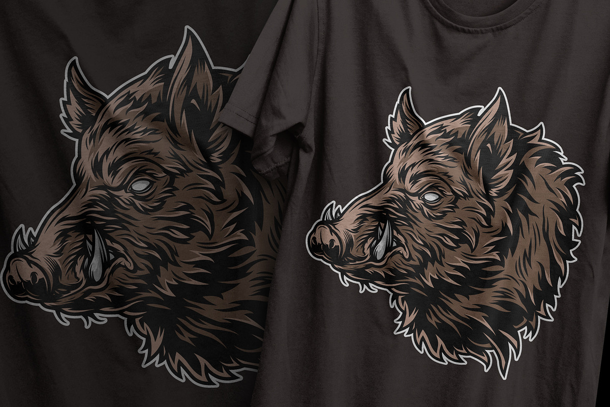 Vintage Boar Head Design, an Animal Illustration by DGIM studio