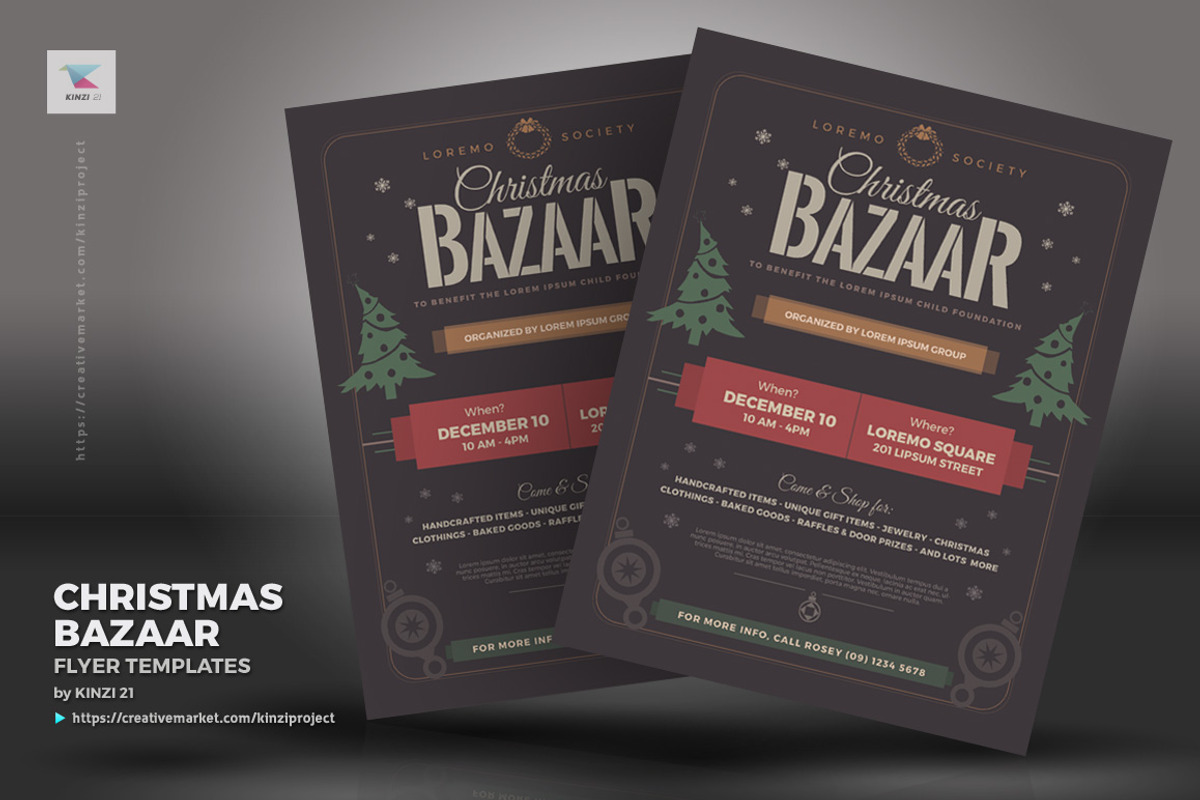 Christmas Bazaar Flyer Templates, a Flyer Template by kinzi21