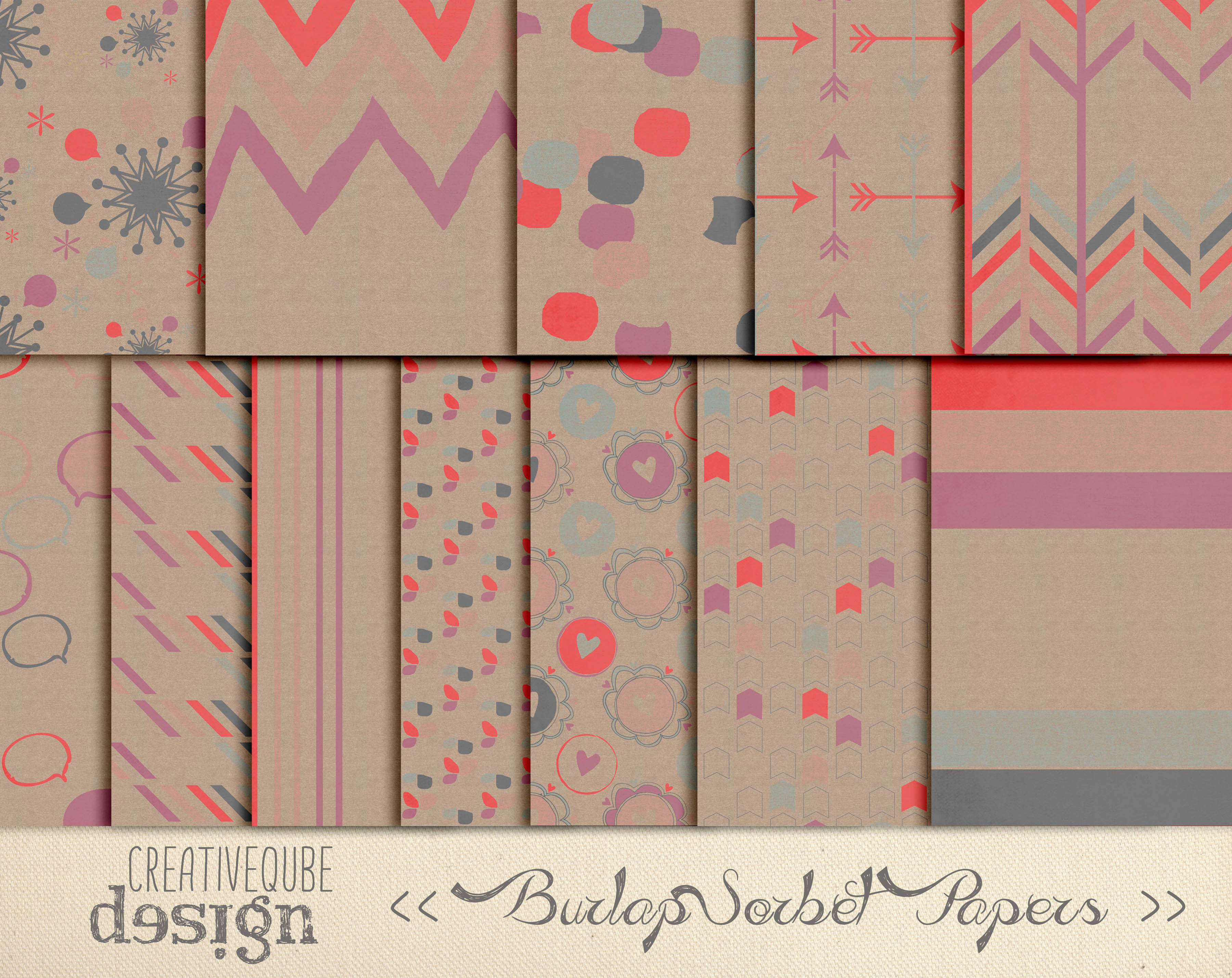 Digital Paper Pack- Patterned Burlap, a Pattern Graphic by Creativeqube ...