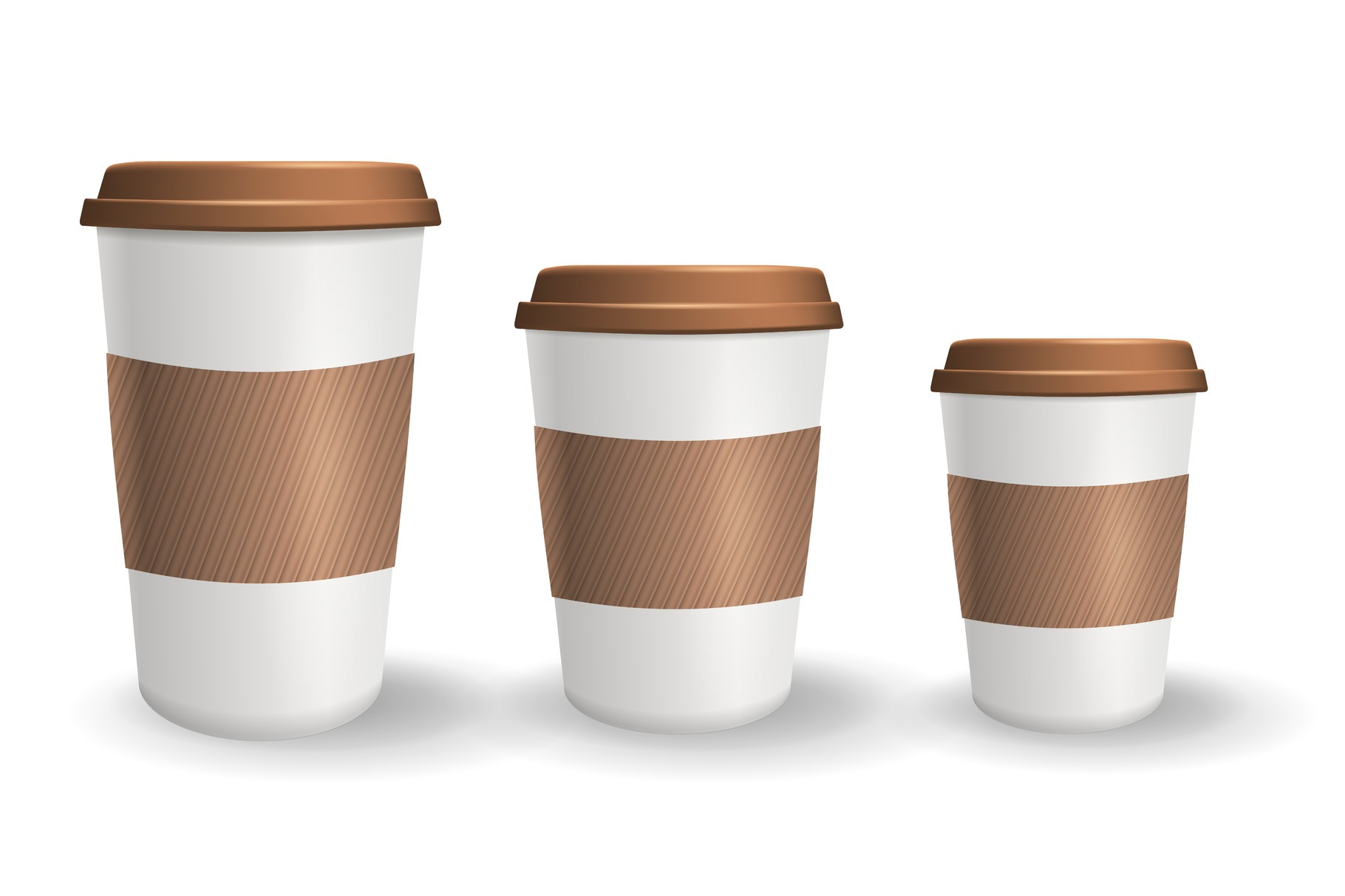 Set of realistic takeaway and to go paper coffee cups in different ...