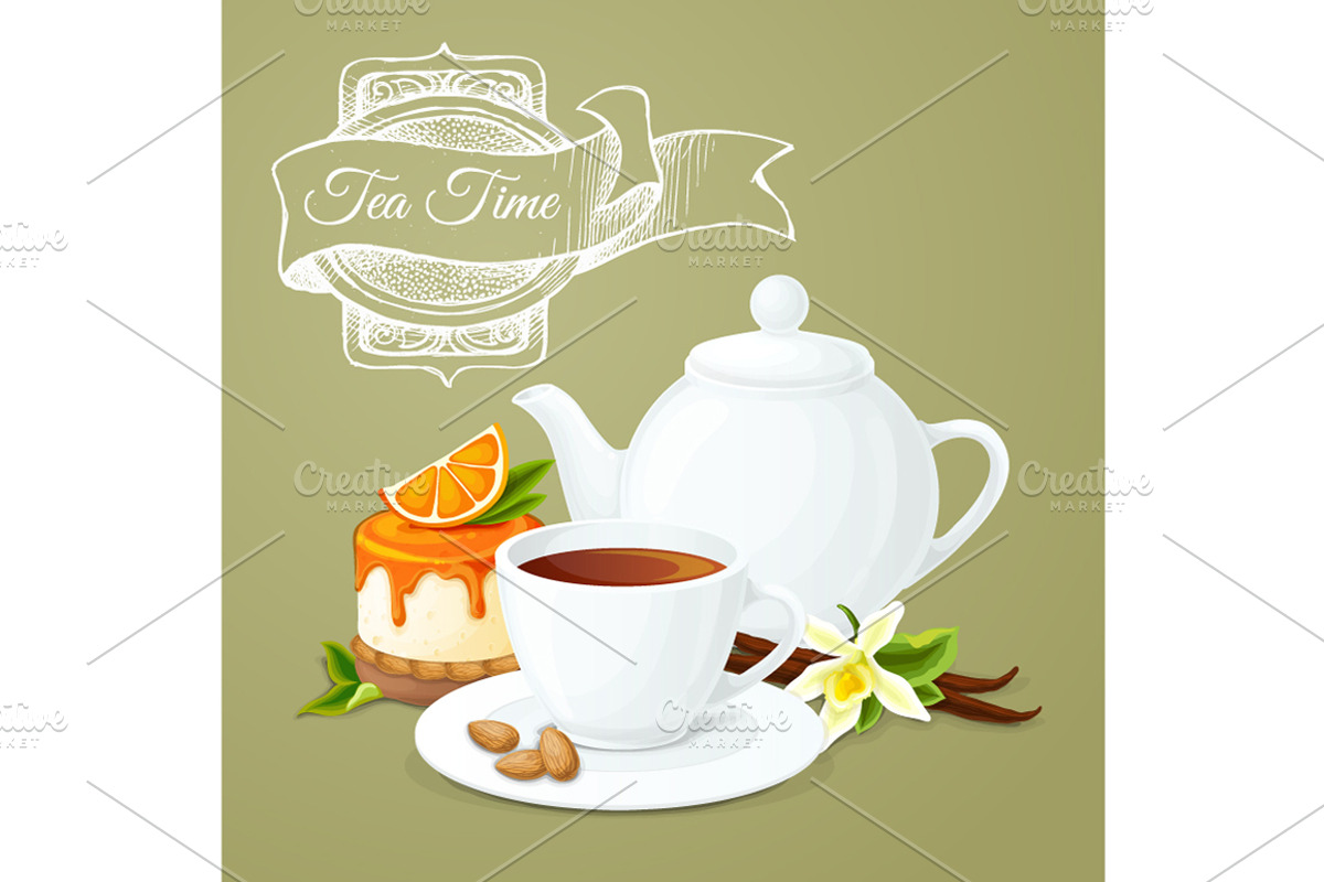 Tea Time Realistic Set, a Decorative Illustration by Macrovector ...