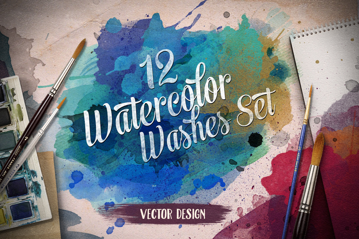 12 Watercolor Washes, a Texture Graphic by BALABOLKA