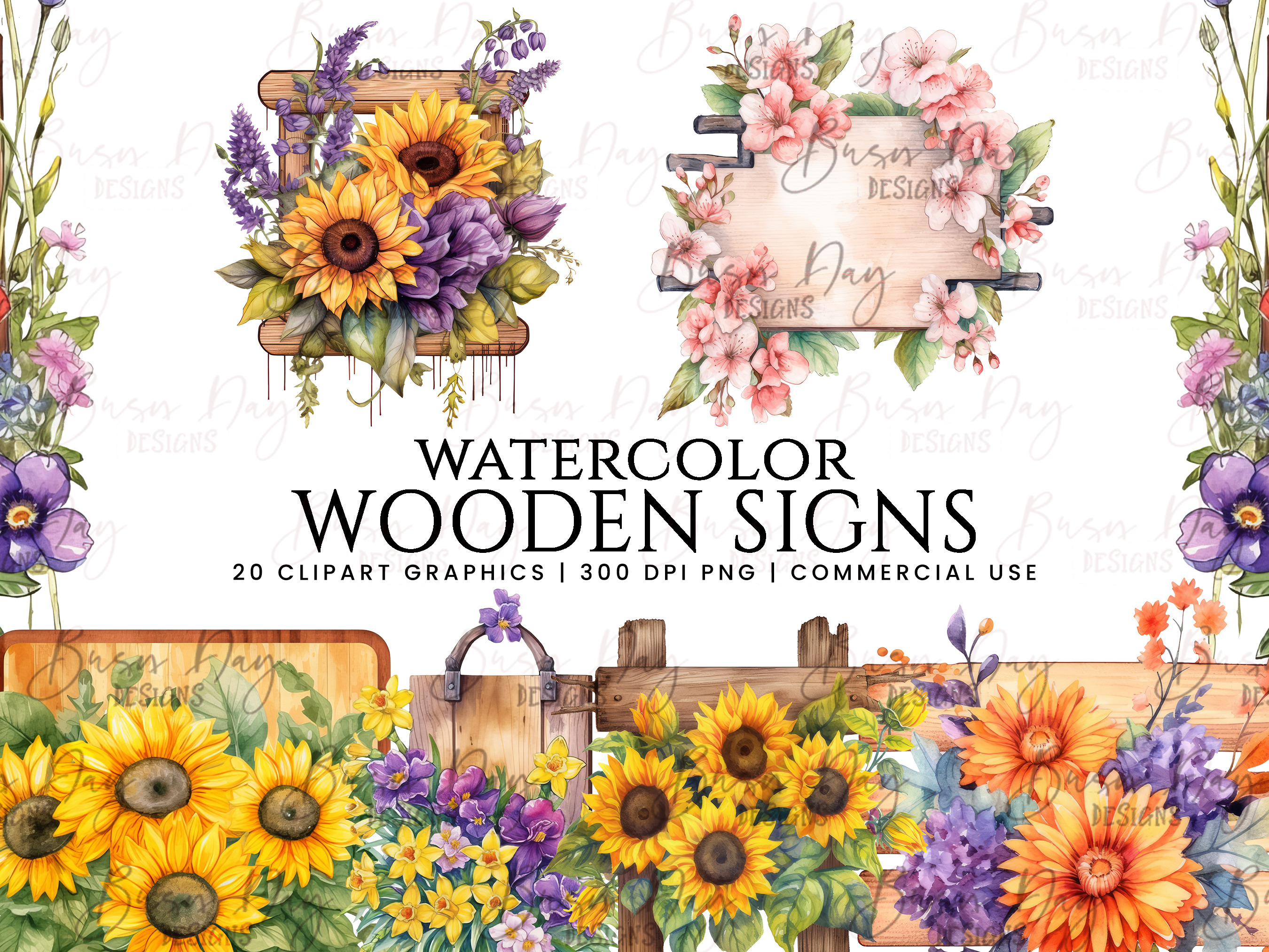Watercolor Wooden Sign Clipart | Object Illustrations ~ Creative Market