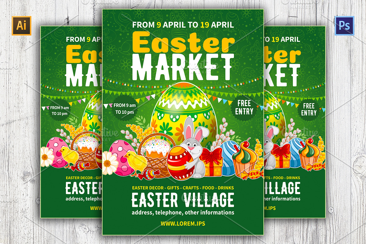 Template For Easter market flyer, a Flyer Template by Vector beauty
