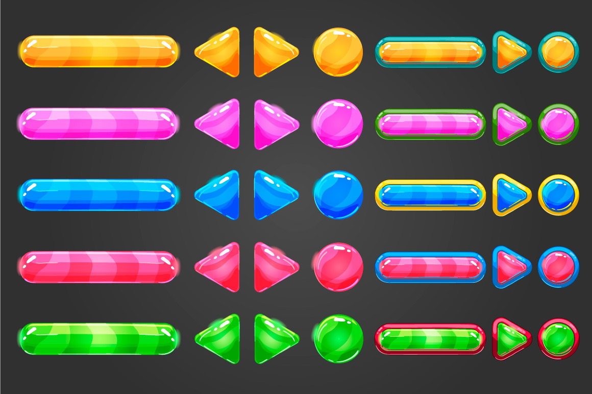 Set of game interface button color., an Object Illustration by ...