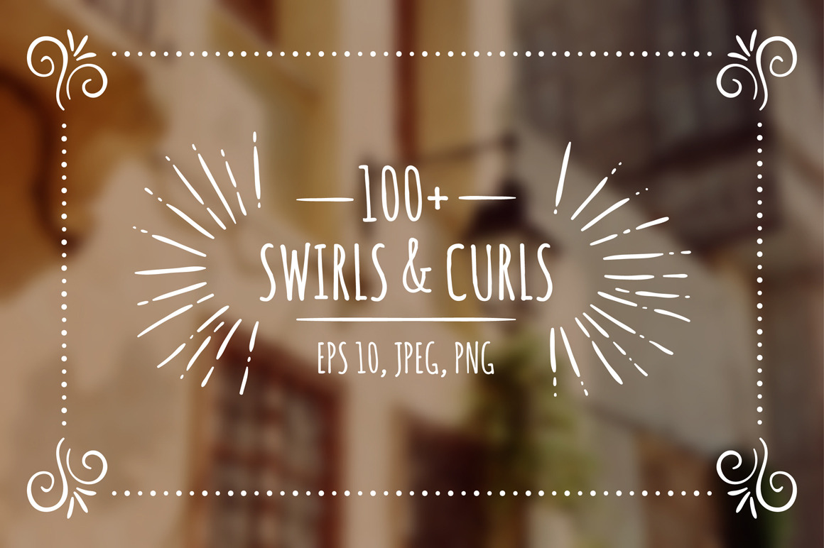 100+ hand drawn swirls & curls, a Decorative Illustration by Redchocolate