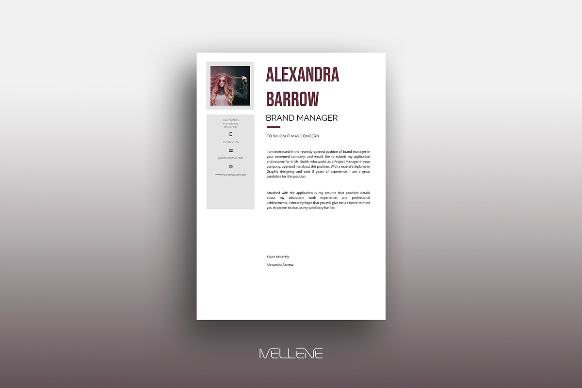 Resume / CV template - Alexandra, a Resume Template by Mellene Templates
