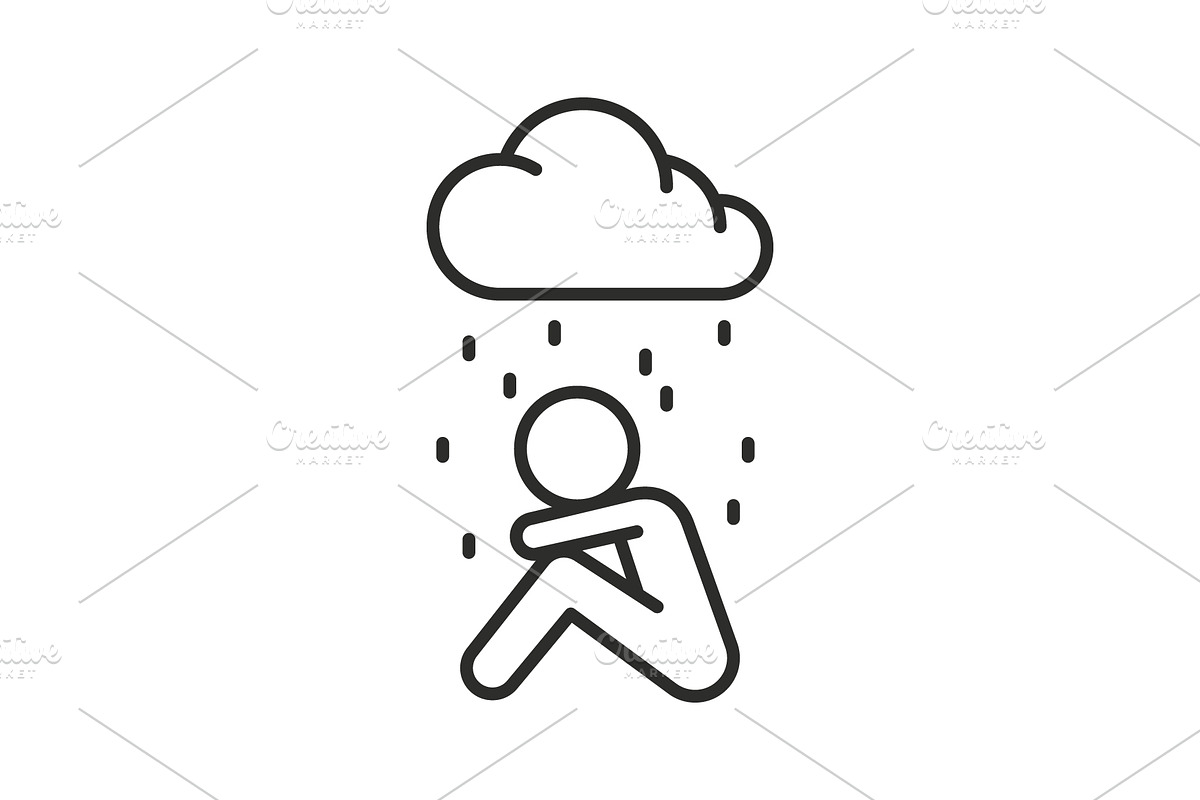 depression icon, sad and unhappy human