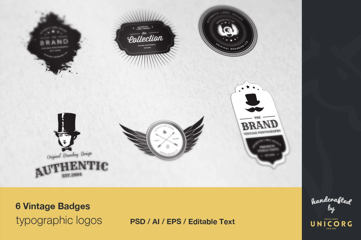 6 Vintage Typographic Logo Badges, a Branding & Logo Template by ...