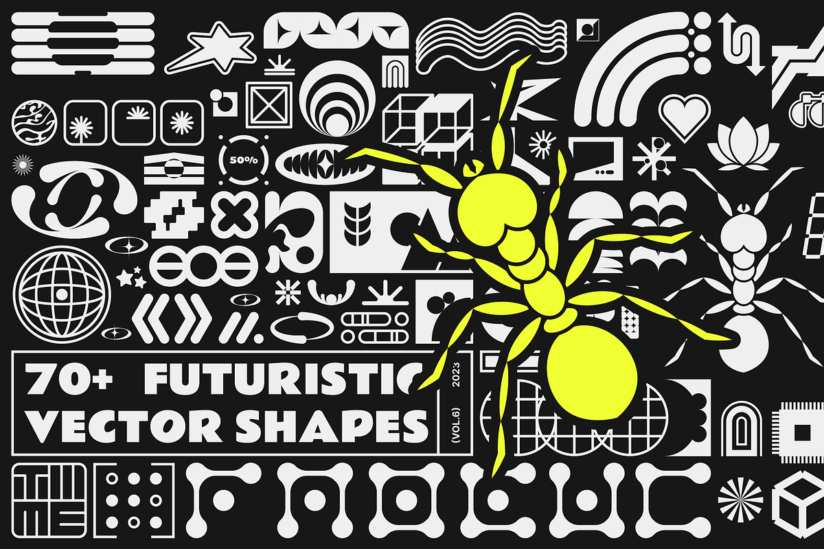 70+ FUTURISTIC VECTOR SHAPES VOL.6, an Object Graphic by KristinaK3