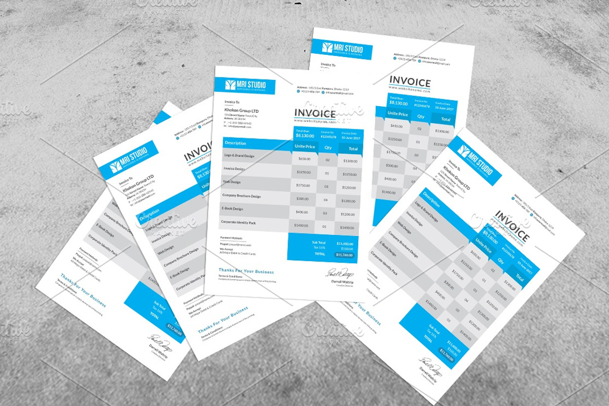 Invoice, a Stationery Template by MRI STUDIO | Creative Market