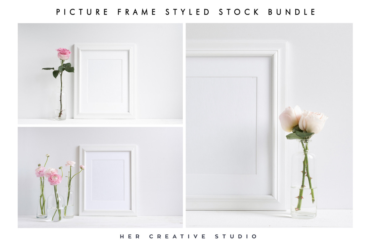 White Picture Frame Bundle, a Print Template by Her Creative Studio